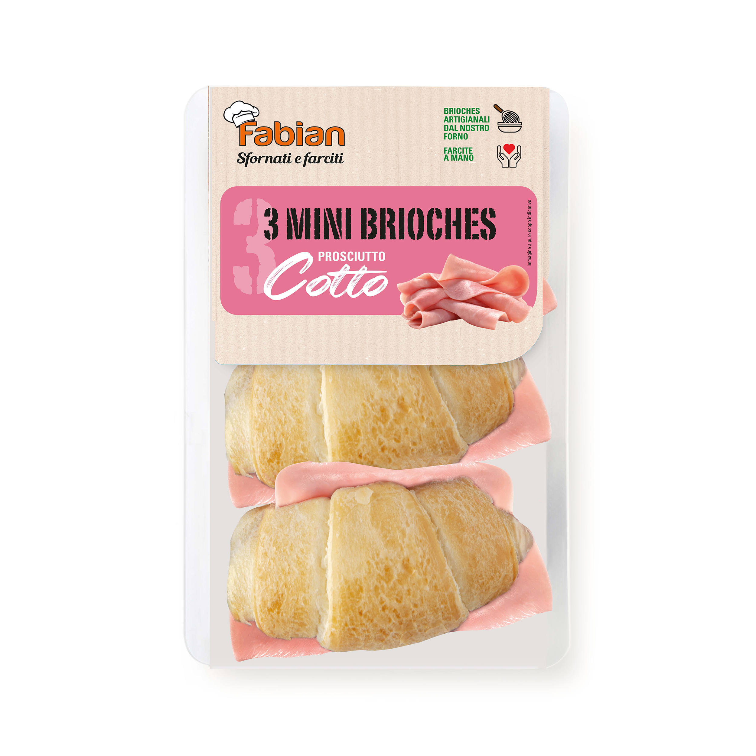 3 x mini brioches salate prociutto cotto da 110g – PiattiProntiChef